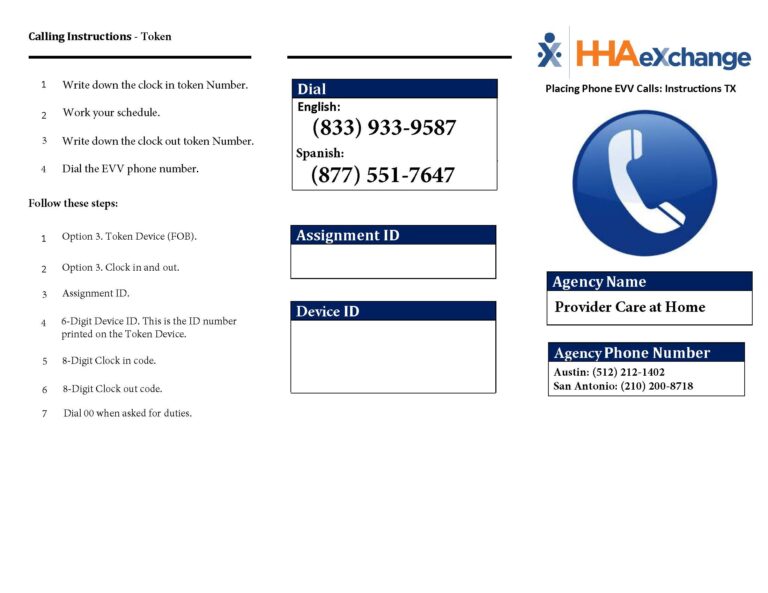 EVV Token Instructions - Provider Care at Home